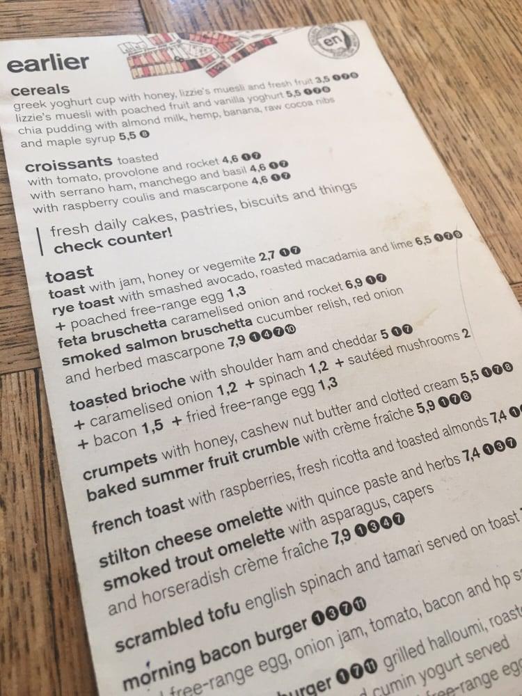Menu at Federal Cafe, Barcelona, Carrer del Parlament