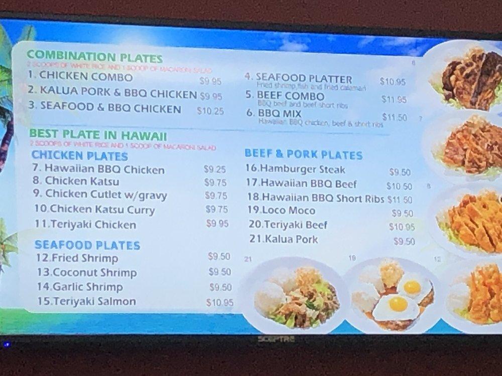 Menu at Halo Hawaiian BBQ, Chico