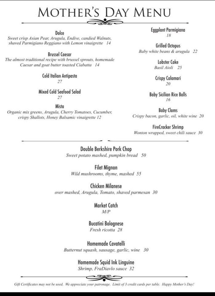 Menu at La Cucina Nouveau restaurant, Marlboro Township, 167 Route 9 South
