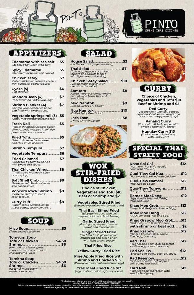 Menu at Pinto Sushi Thai Kitchen restaurant, Johnson City