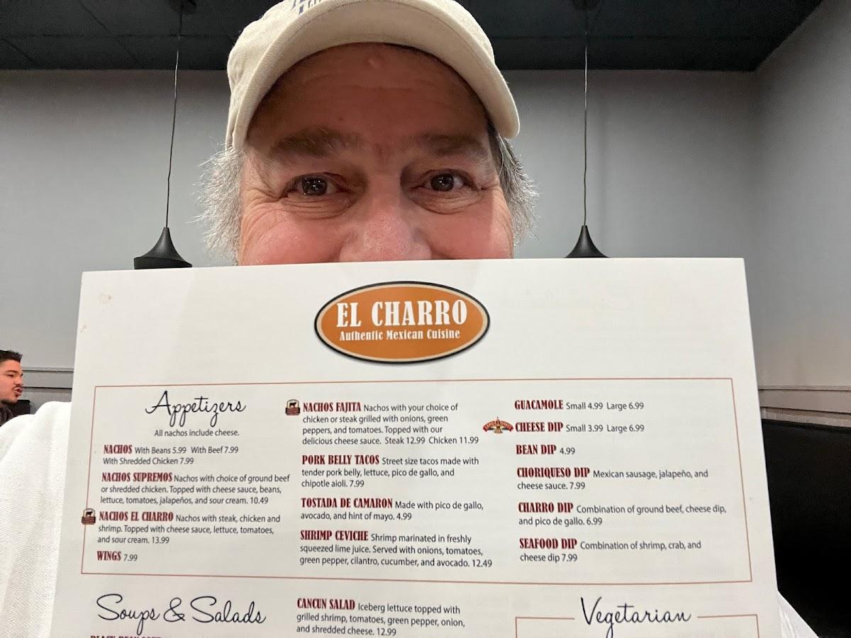 Carta del restaurante El Charro Authentic Mexican Cuisine, Lexington ...