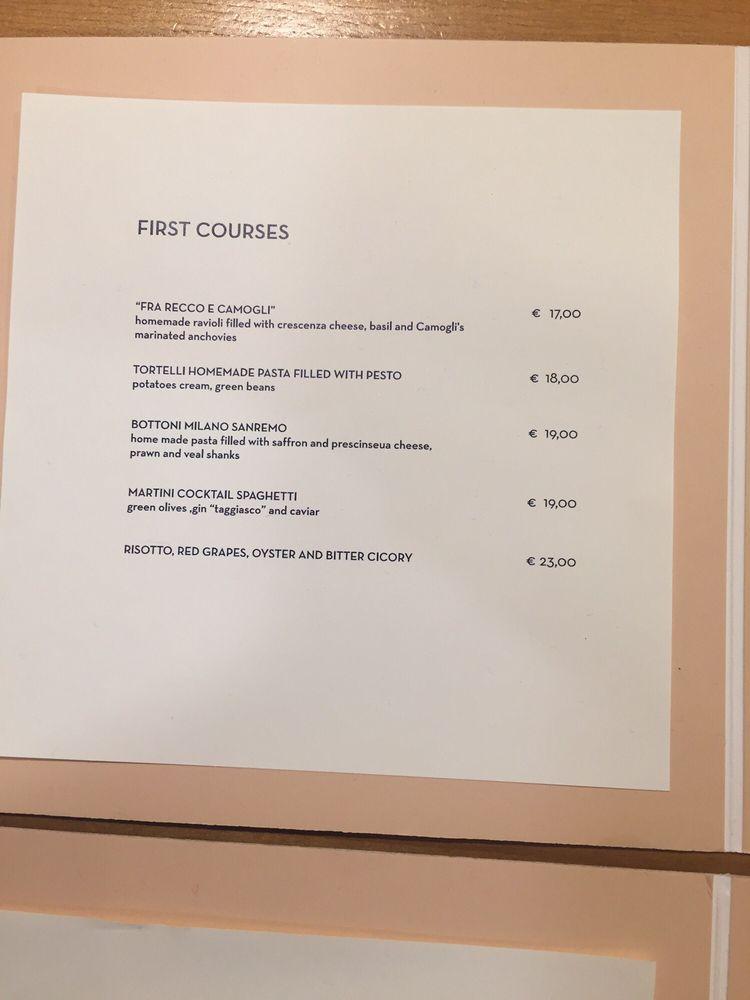 Menu at Il Marin restaurant, Genoa