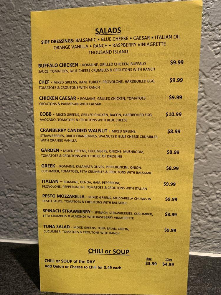 Menu at Munch A Lunch cafe, Tempe