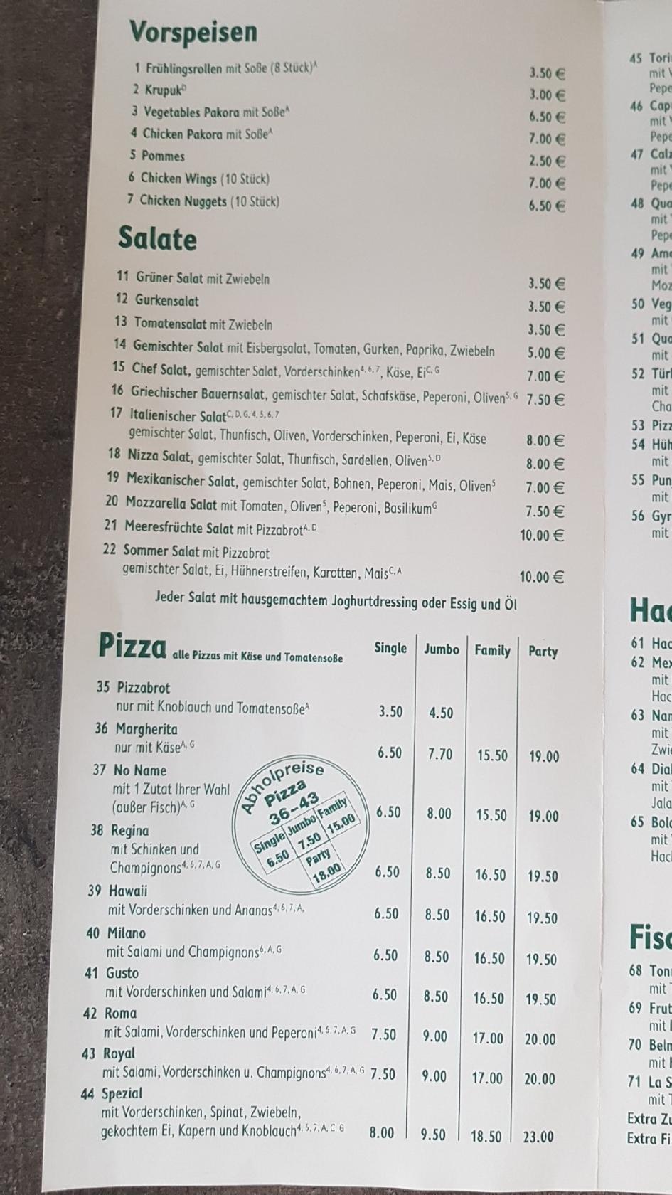 Menu at Nano-Pizza Ergoldsbach, Ergoldsbach