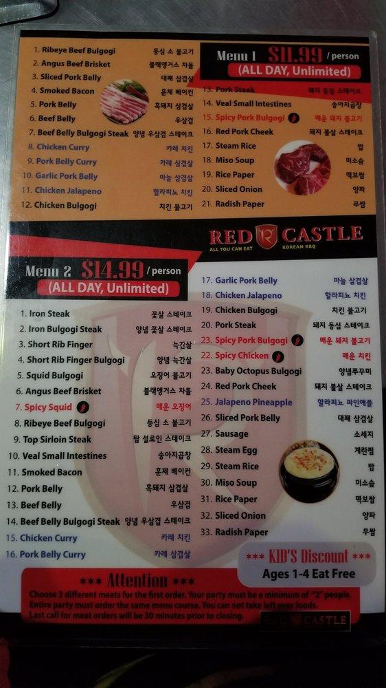 Menu at Red Castle Korean BBQ, Garden Grove