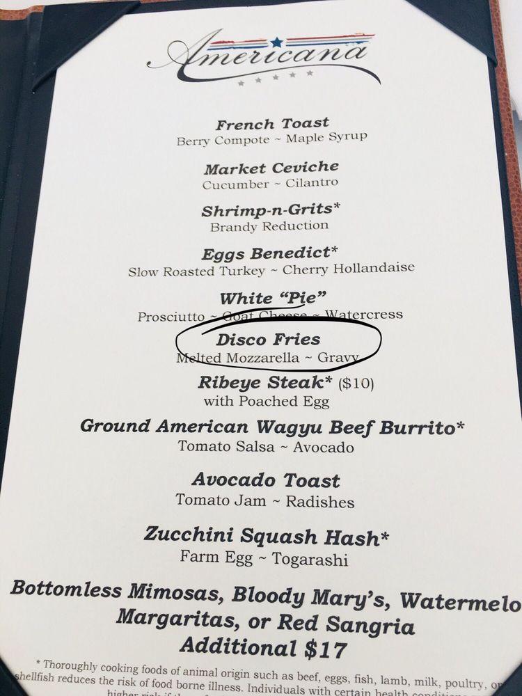 Menu at Americana Restaurant, Las Vegas