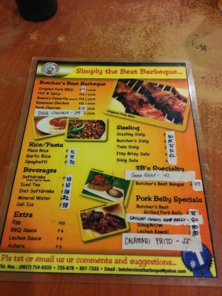 Menu at Butcher’s Best Barbeque, Cagayan de Oro