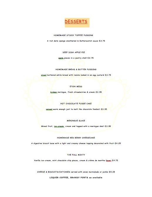 Menu at The Crown Hotel pub & bar, Inverbervie
