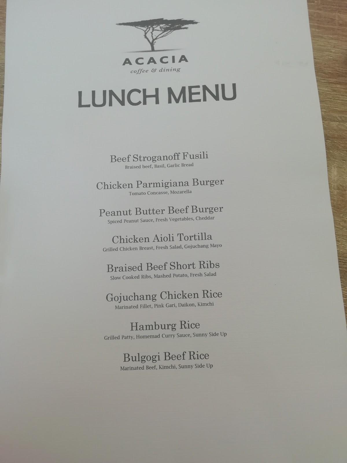 Carta de Acacia Restaurant, Semarang