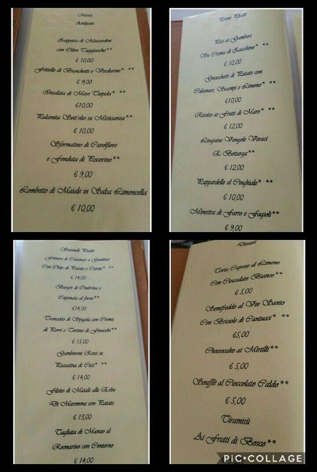 Menu at Al Posto Accanto restaurant, Grosseto