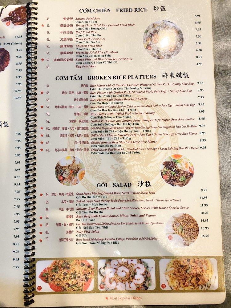 Menu at Golden Phoenix restaurant, Oklahoma City, N Classen Blvd