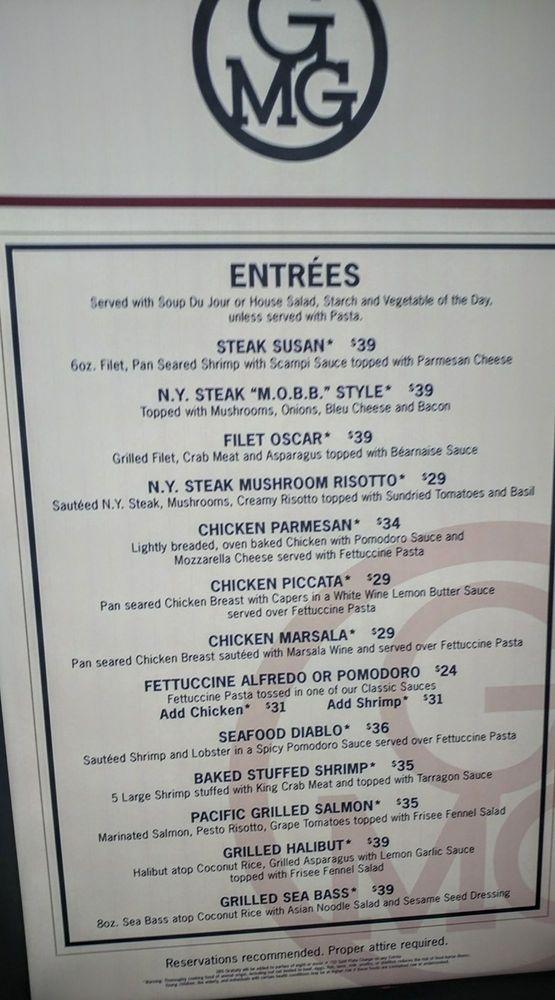 Menu at Gregory's Mesquite Grill steakhouse, Mesquite