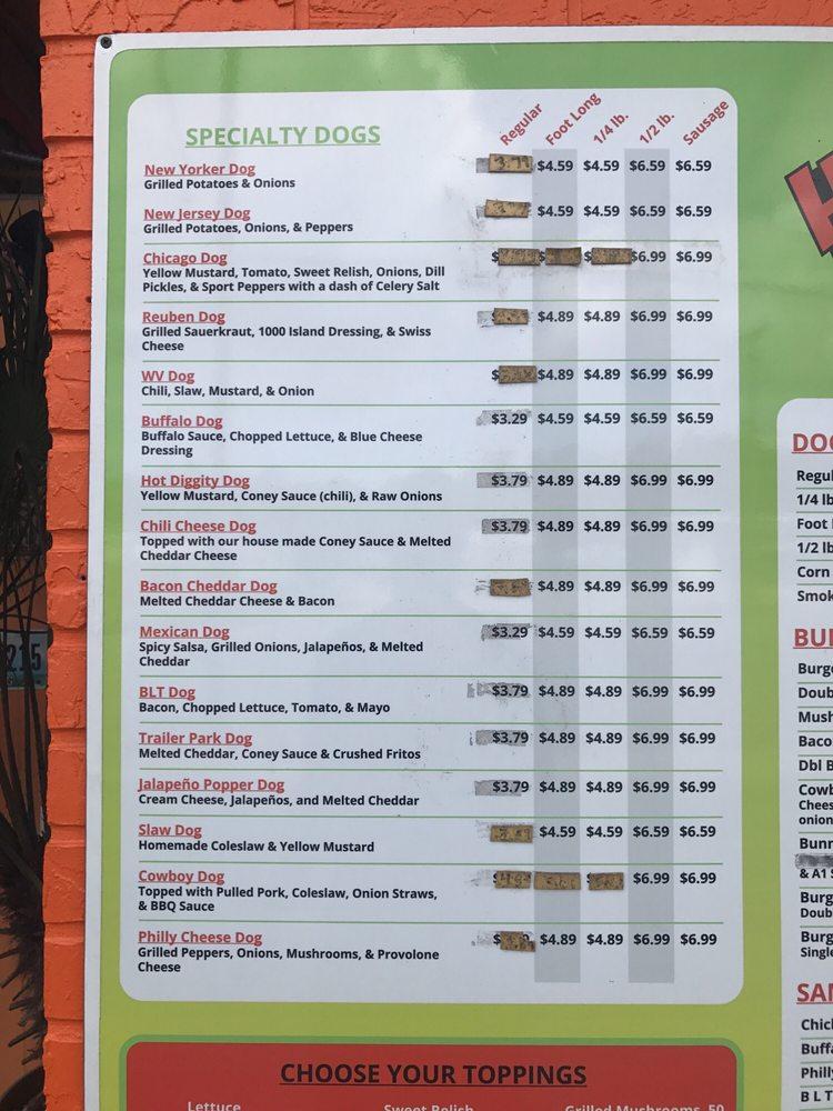 Menu at Hot Diggity Dogs restaurant, Bunnell, S State St