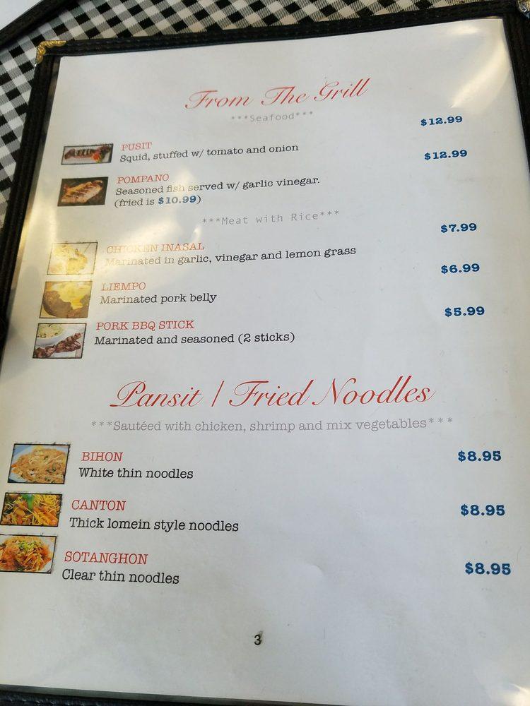 Menu at Kabayan Grill Filipino Restaurant, Kissimmee