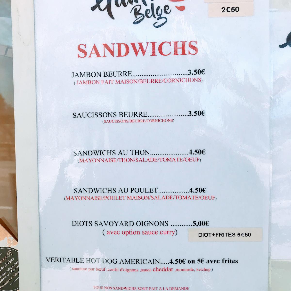 Menu au La gaufre belge restaurant, La Ravoire