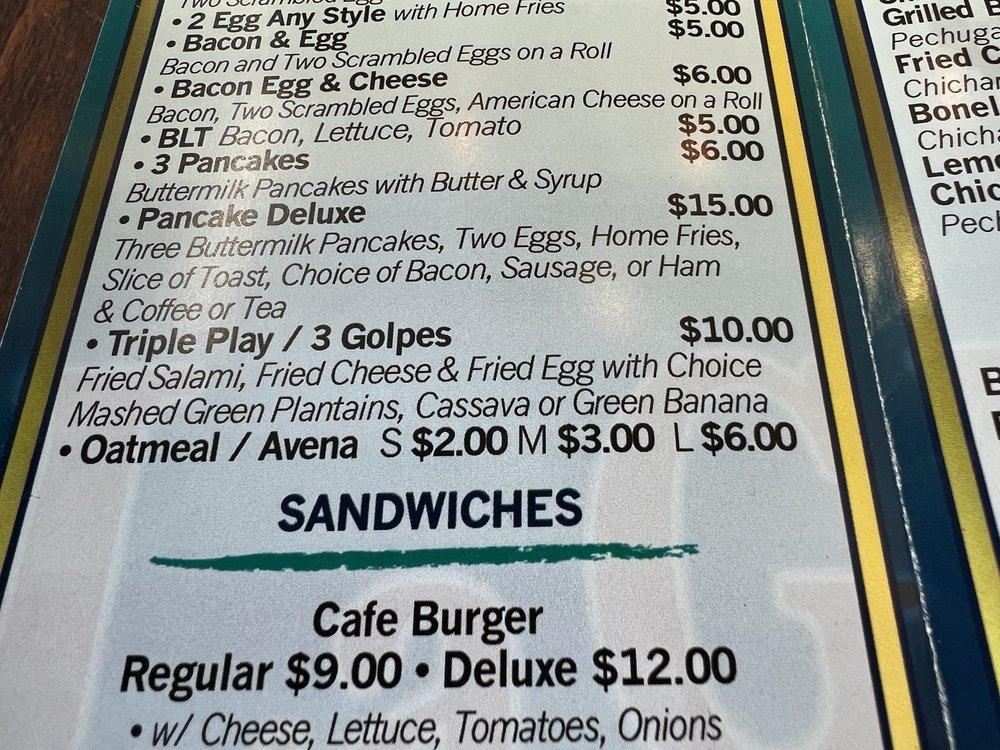 Menu at LaGuardia Cafe, New York City