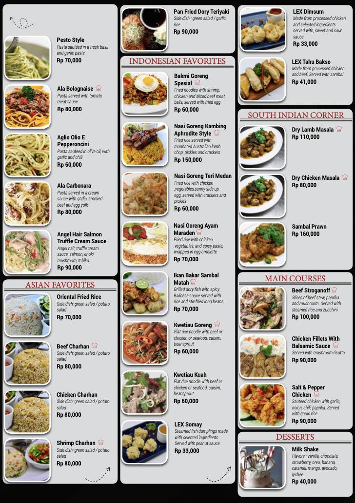 Menu at Liquid Exchange restaurant, South Jakarta, Jl. Epicentrum ...
