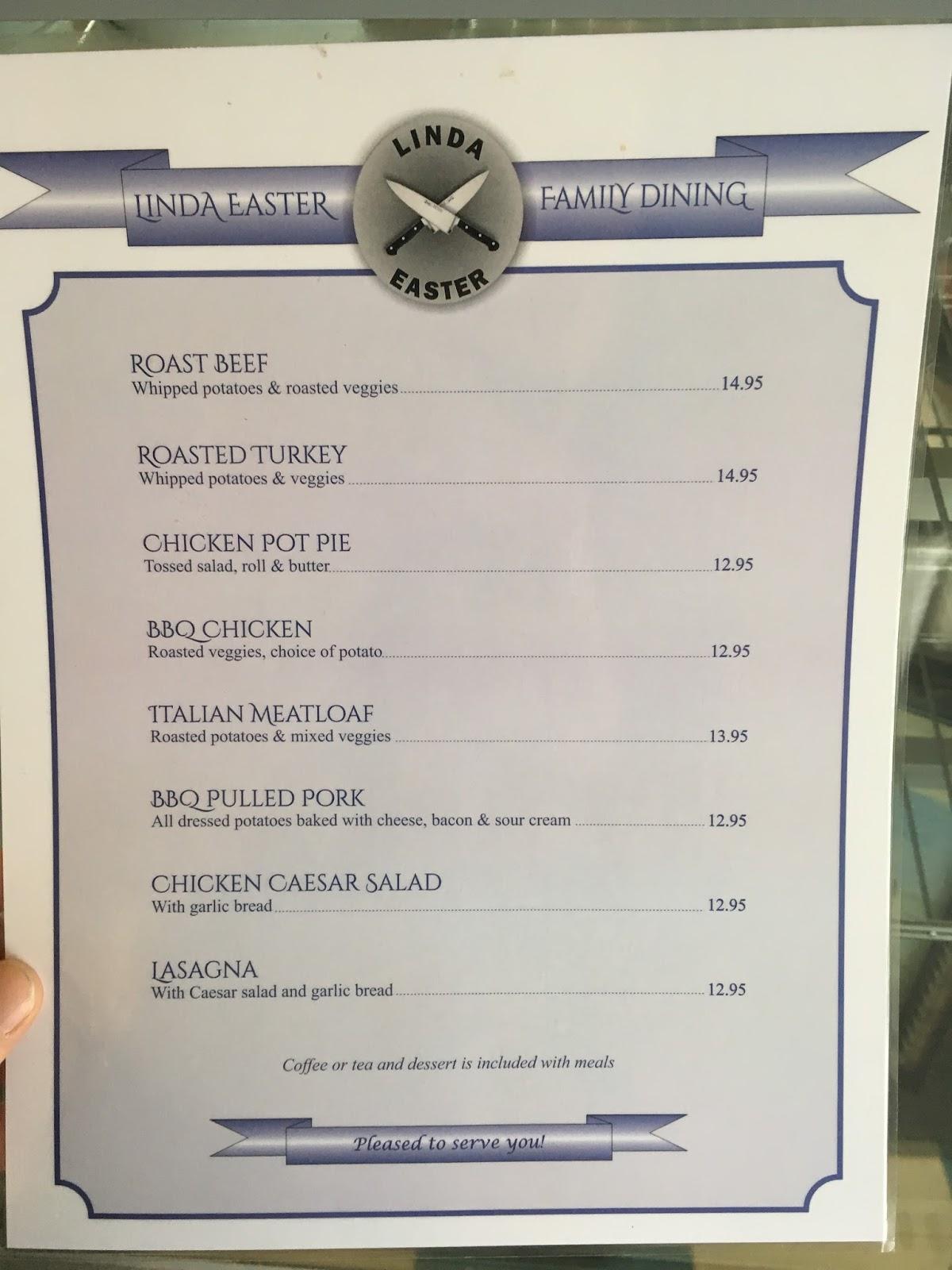 Menu at Mike's Diner restaurant, Brockville