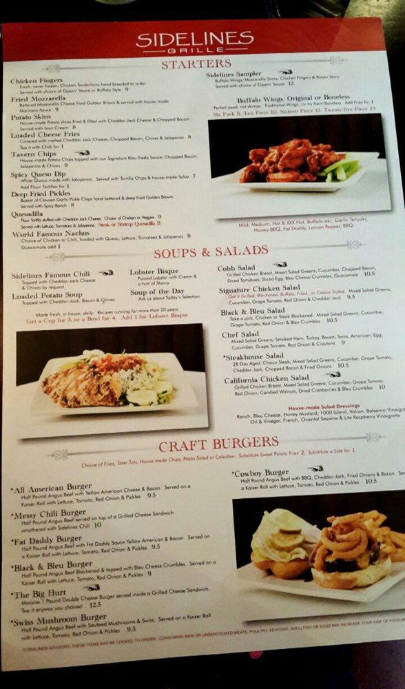 Menu at Sidelines Grille pub & bar, Canton, Hickory Flat Hwy