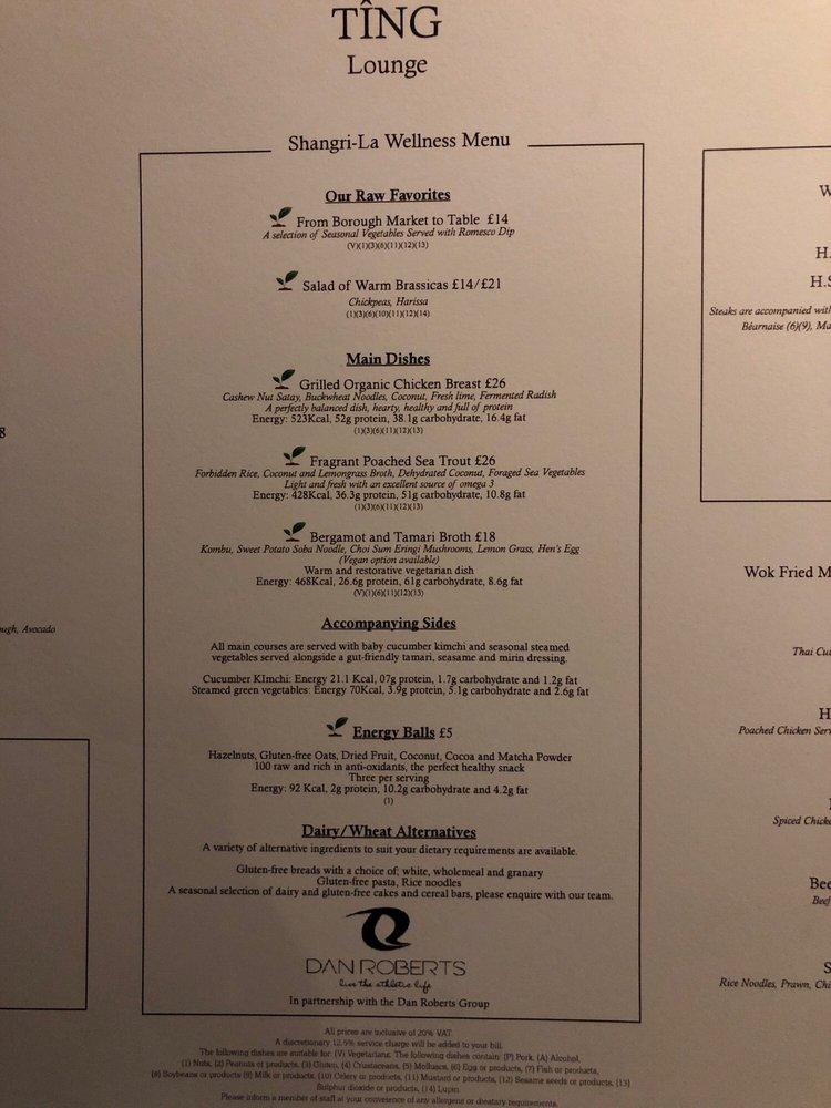 Menu at TĪNG restaurant, London