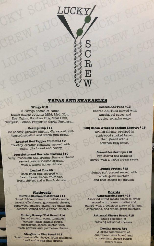 Menu at The Lucky Screw pub & bar, Fort Myers