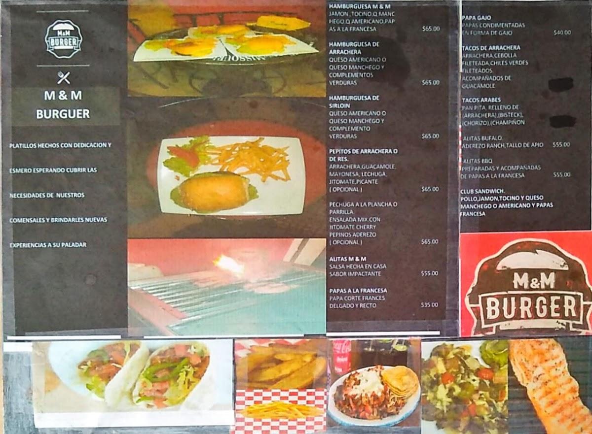 Menu at M&M Burguer restaurant, Mexico City