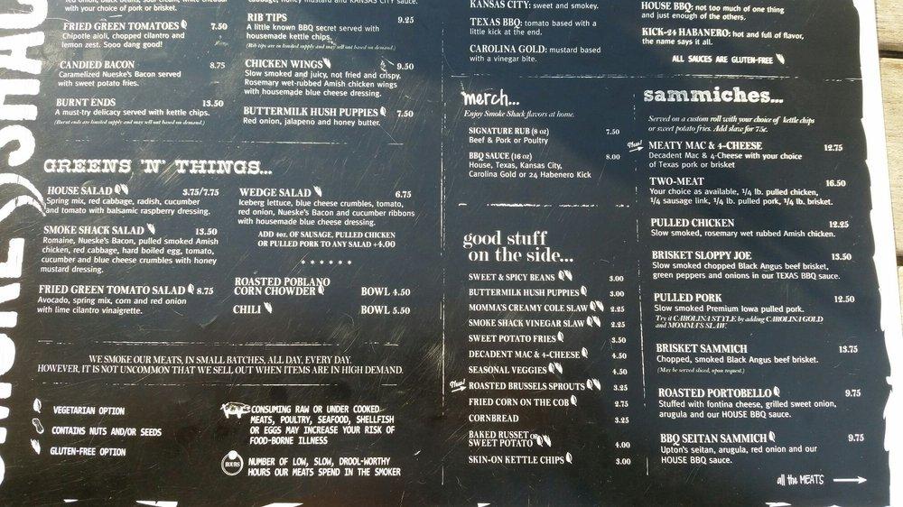 Menu at Smoke Shack BBQ, Milwaukee, 332 N Milwaukee St