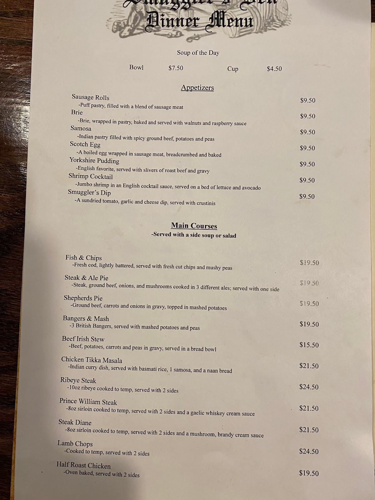 Menu at Smugglers Den pub & bar, Murrells Inlet