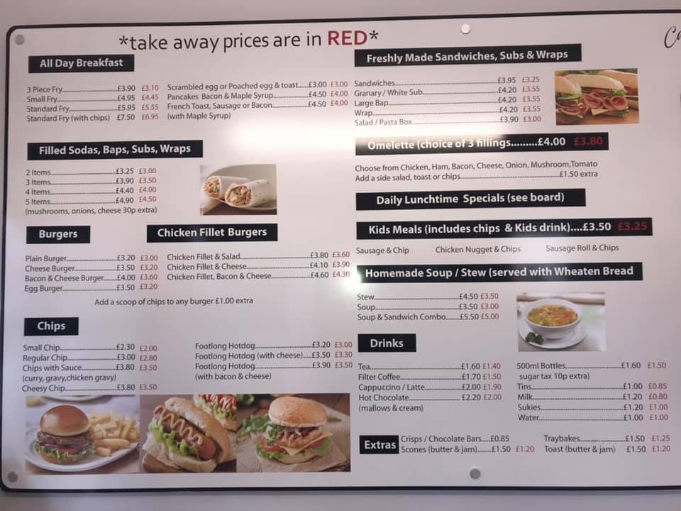 Menu at Number 10 cafe, Lisburn
