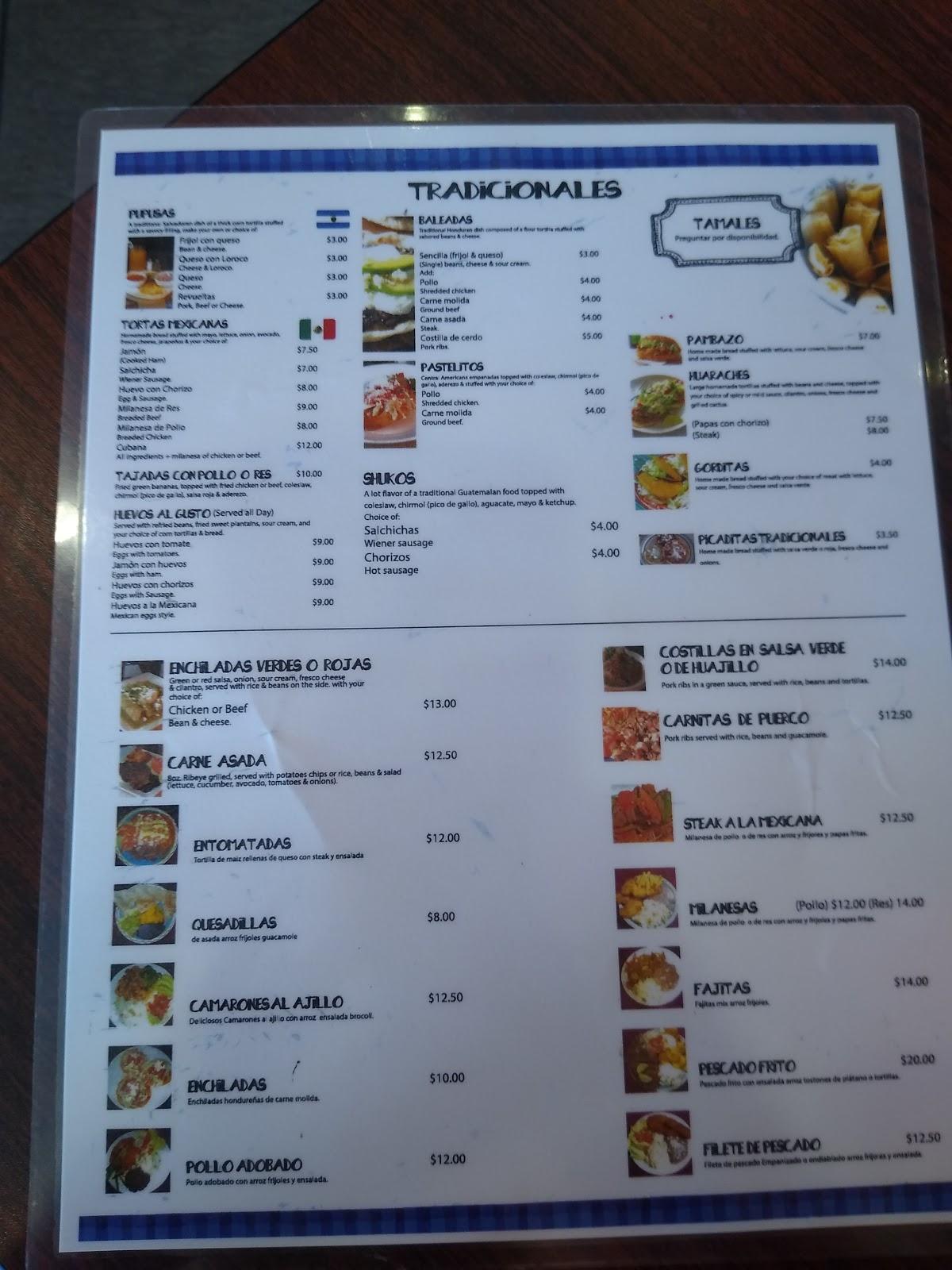 Menu at La Cocina de Betty restaurant, Pittsburgh