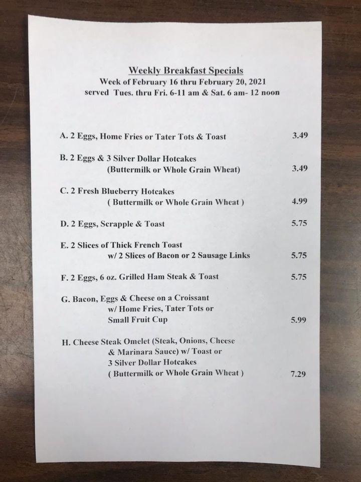 Menu at New Holland Family Restaurant, New Holland