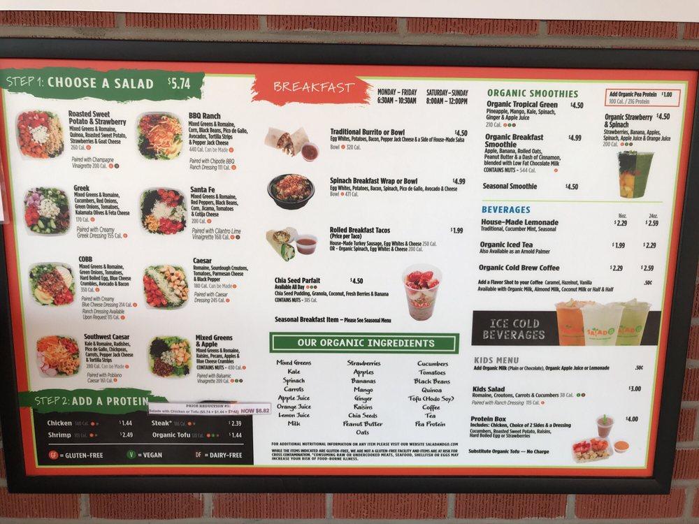 Menu at Salad and Go fast food, Queen Creek, S Ellsworth Rd