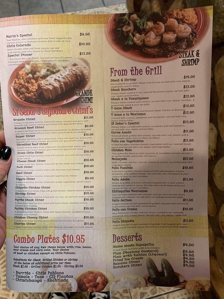 Menu at Si Señor Mexican Bar & Grill, Arnold