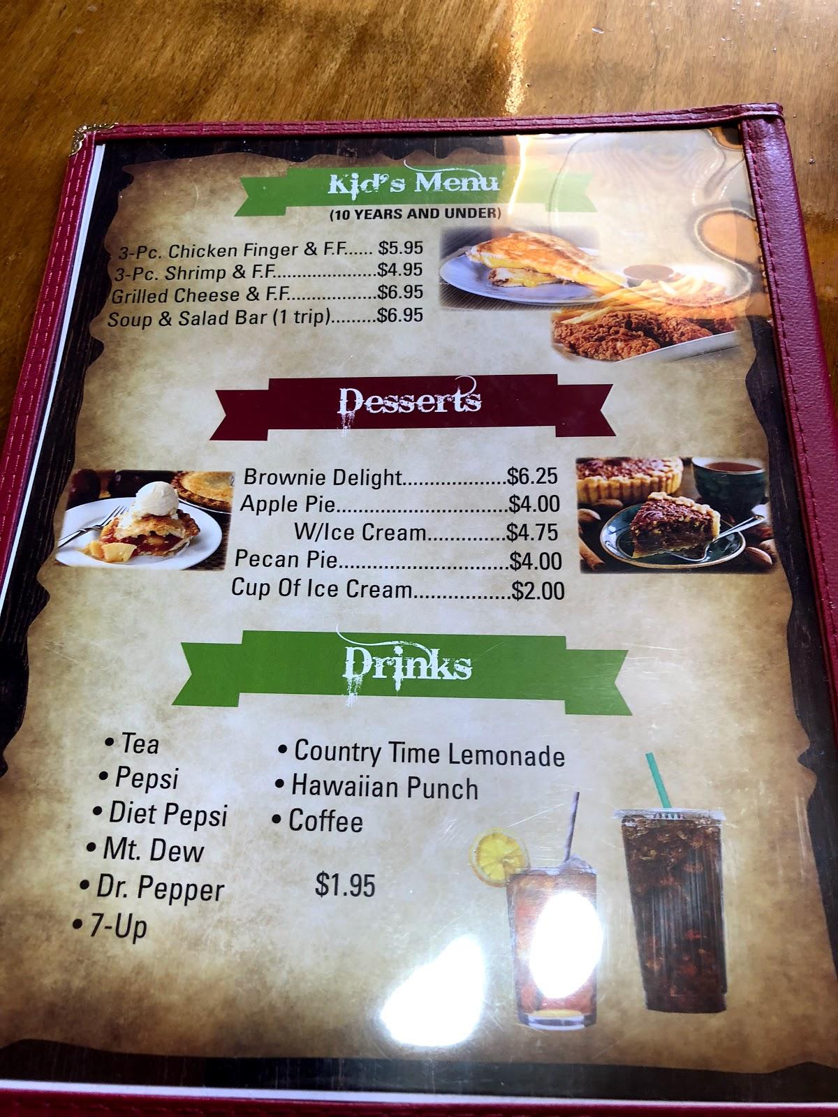 Menu at The Last Frontier restaurant, Carbon Hill