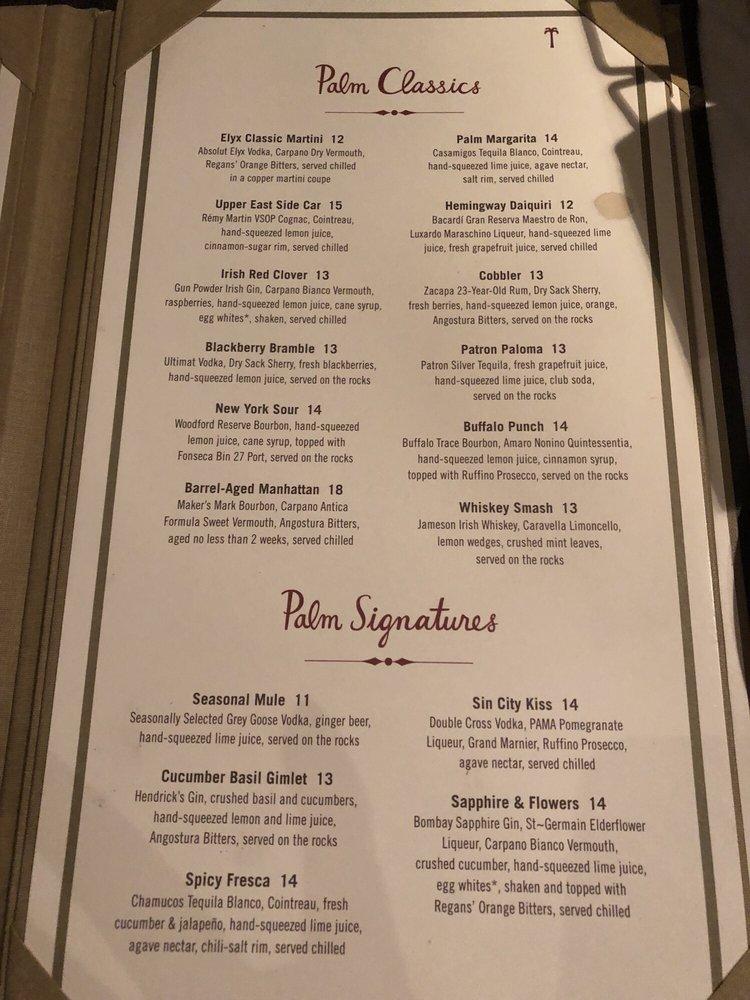 Menu at The Palm - Atlantic City steakhouse, Atlantic City, Pacific Ave ...
