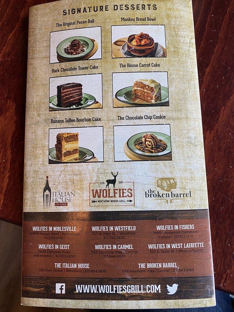 Menu at Wolfies Grill - Noblesville pub & bar, Noblesville