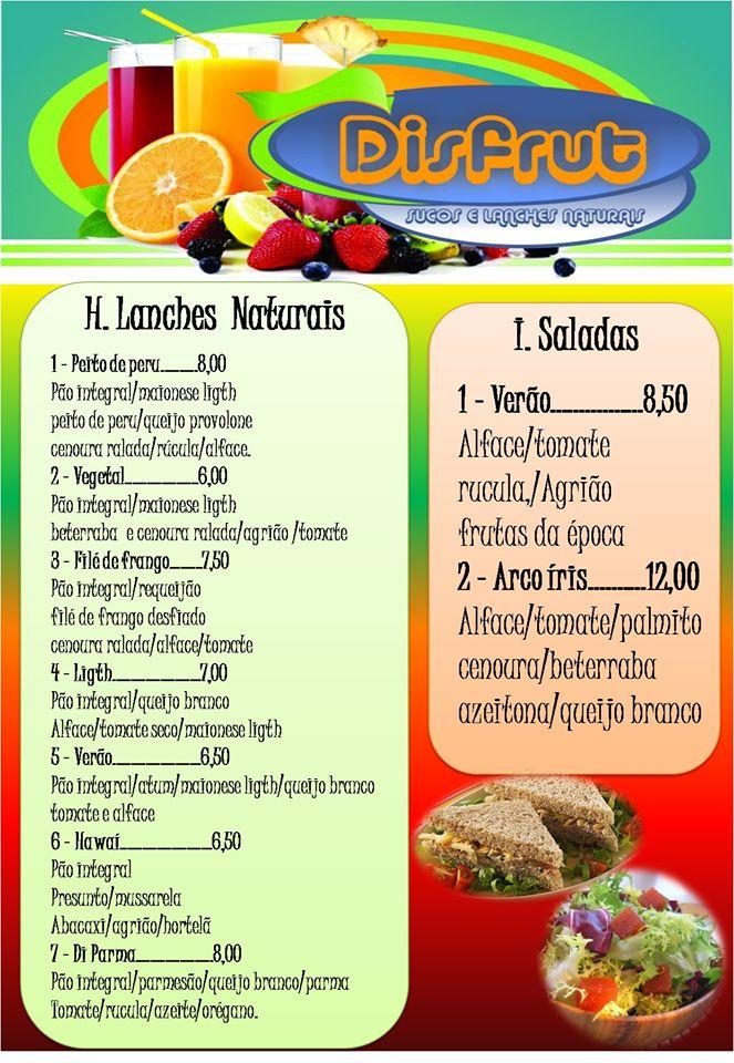 Menu em Disfrut Sucos e Vitaminas Mogi Guaçu SP restaurante, Mogi-Guaçu ...