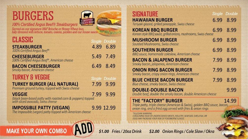 Menu at WNB Factory, Braselton, Hamilton Mill Pkwy