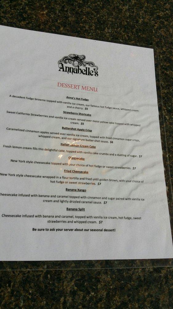 Menu at Annabelle's pub & bar, New Bern
