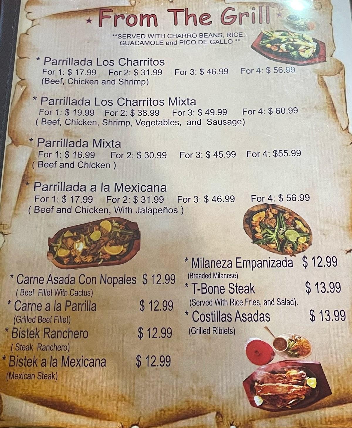 Carta del restaurante Los Charritos Mexican Grill, Rosenberg