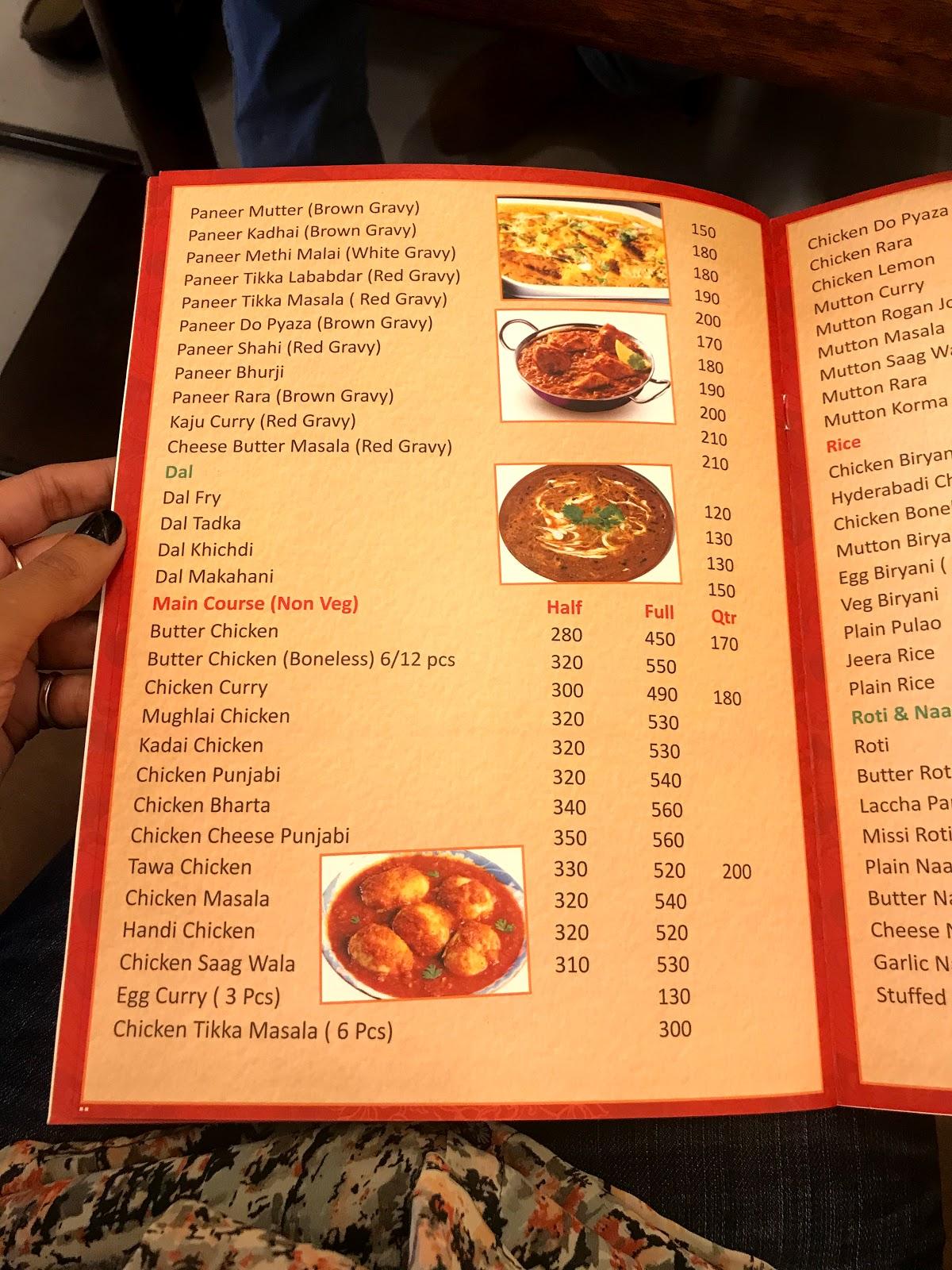 Menu at Masala Kitchen, Varanasi