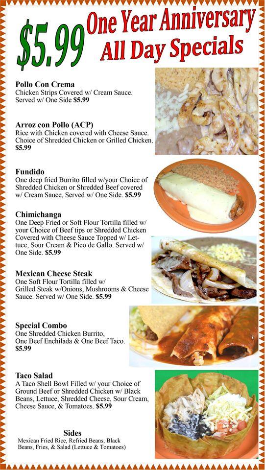 Menu at Mazatlan Family Mexican Restaurant (Granite Falls), Granite Falls