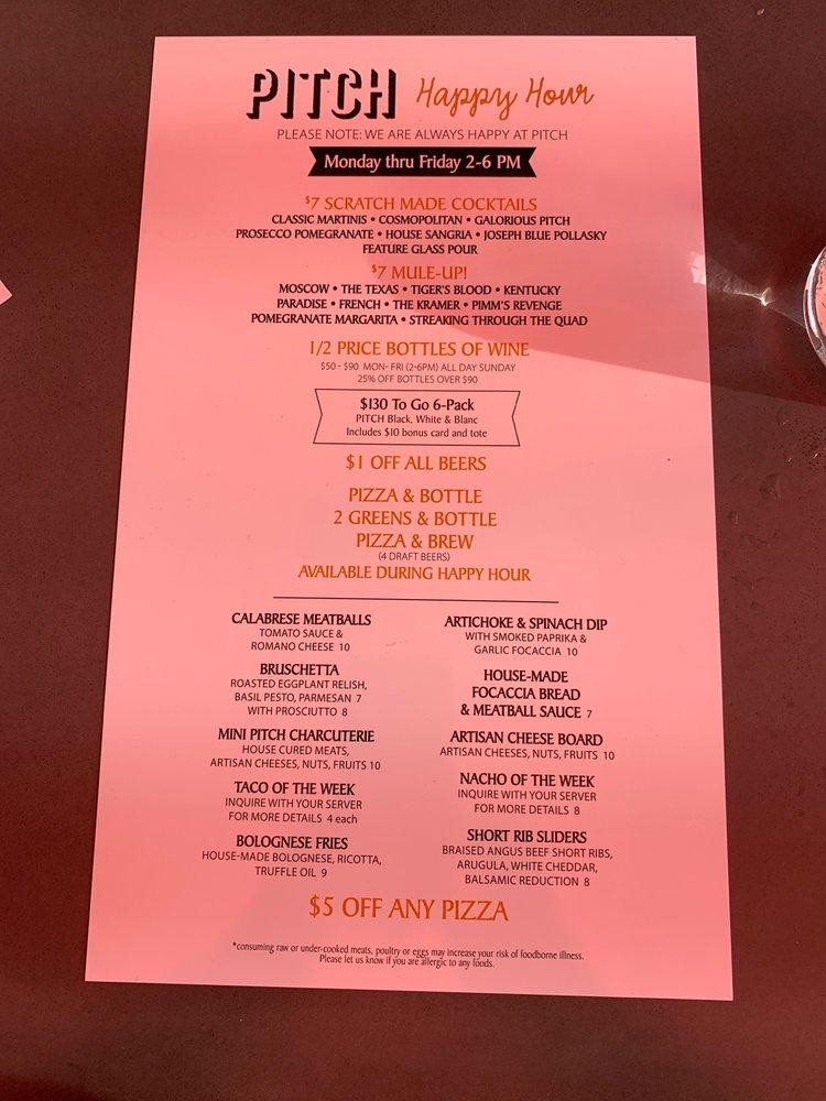 Menu at Pitch Scottsdale - Restaurant and Pizzeria, Scottsdale, E Thomas Rd