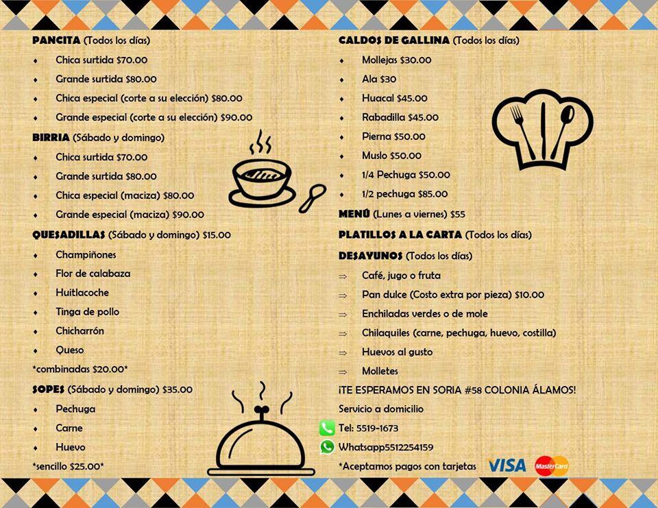 Menu at Restaurante "Felipe", Mexico City