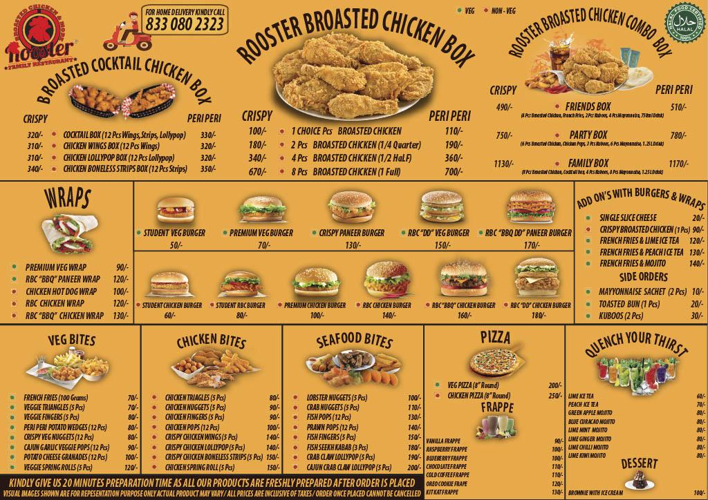 Menu at Rooster Family Restaurant Rajakumary, Rajakumari