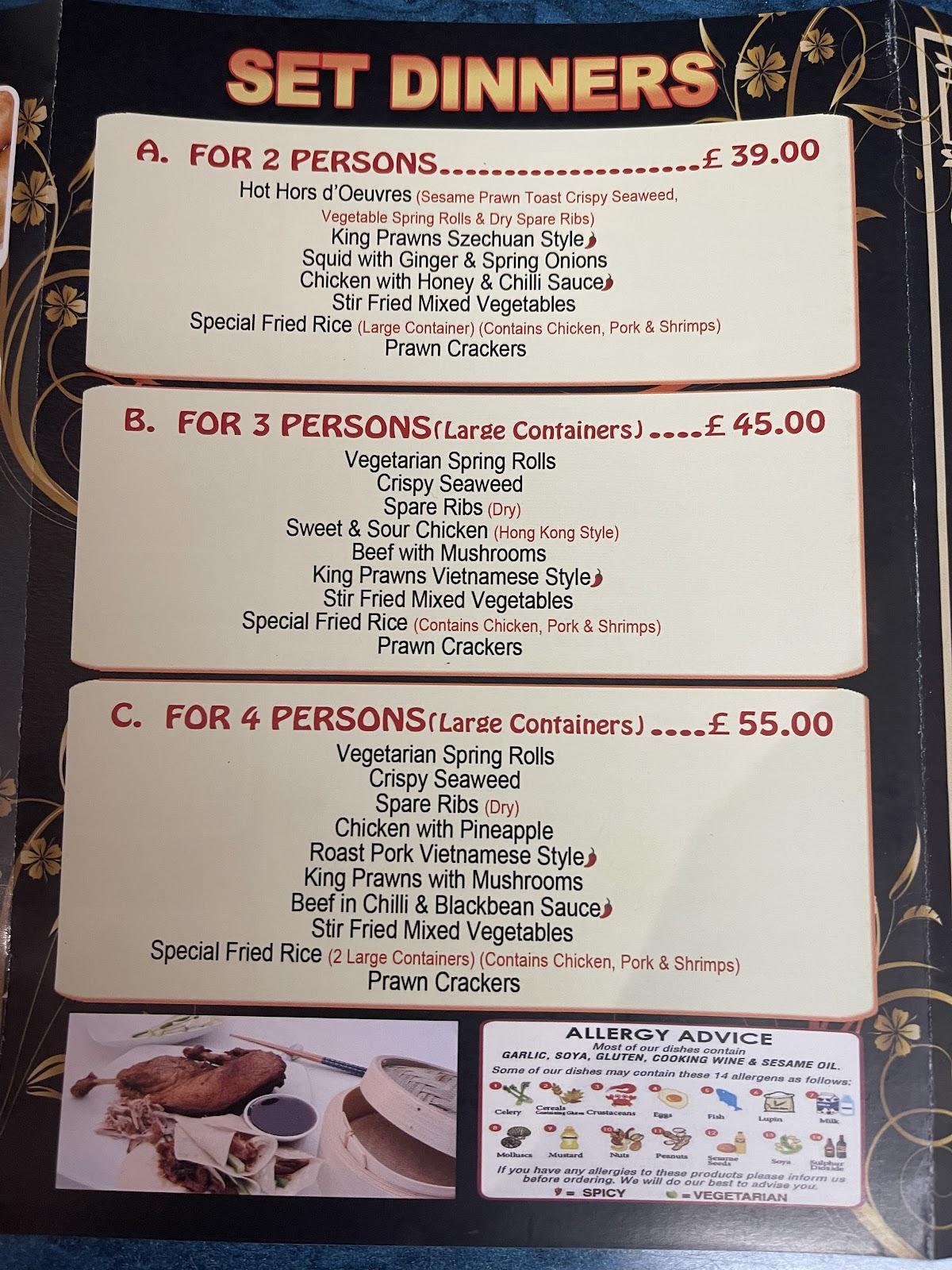 Menu at The New Golden Duck fast food, London, 425 High Rd