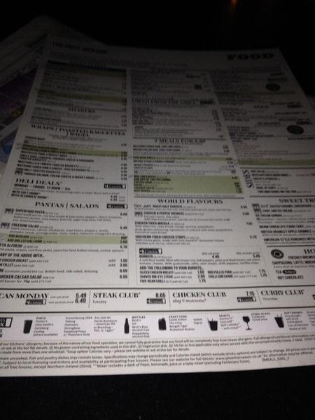 Menu at The Port Jackson - J D Wetherspoon pub & bar, Bishop's Stortford