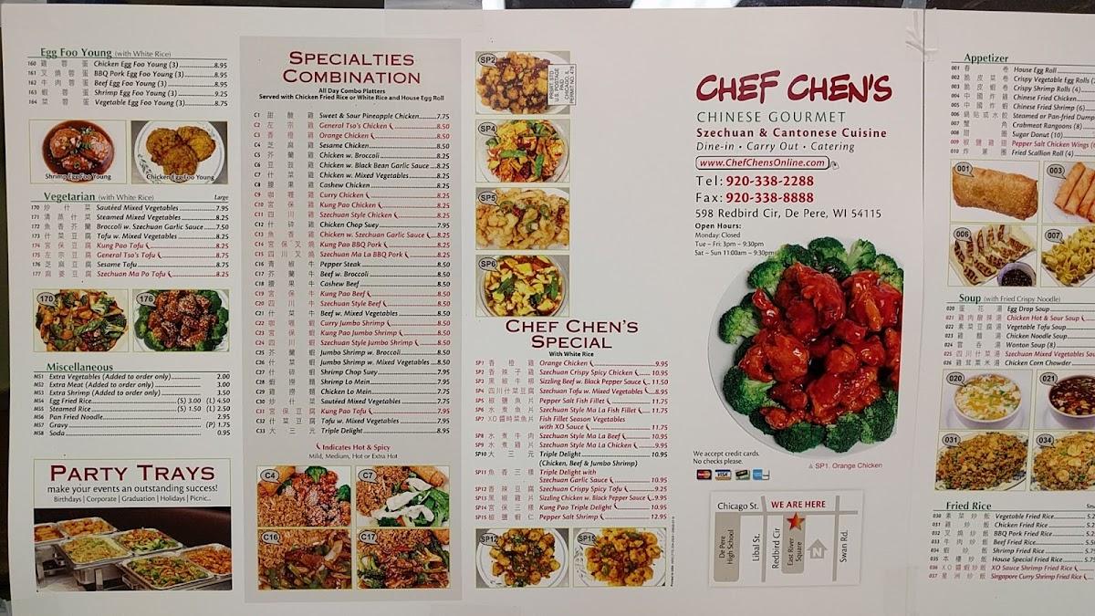 Menu at Chef Chen's restaurant, De Pere, 598 Redbird Cir