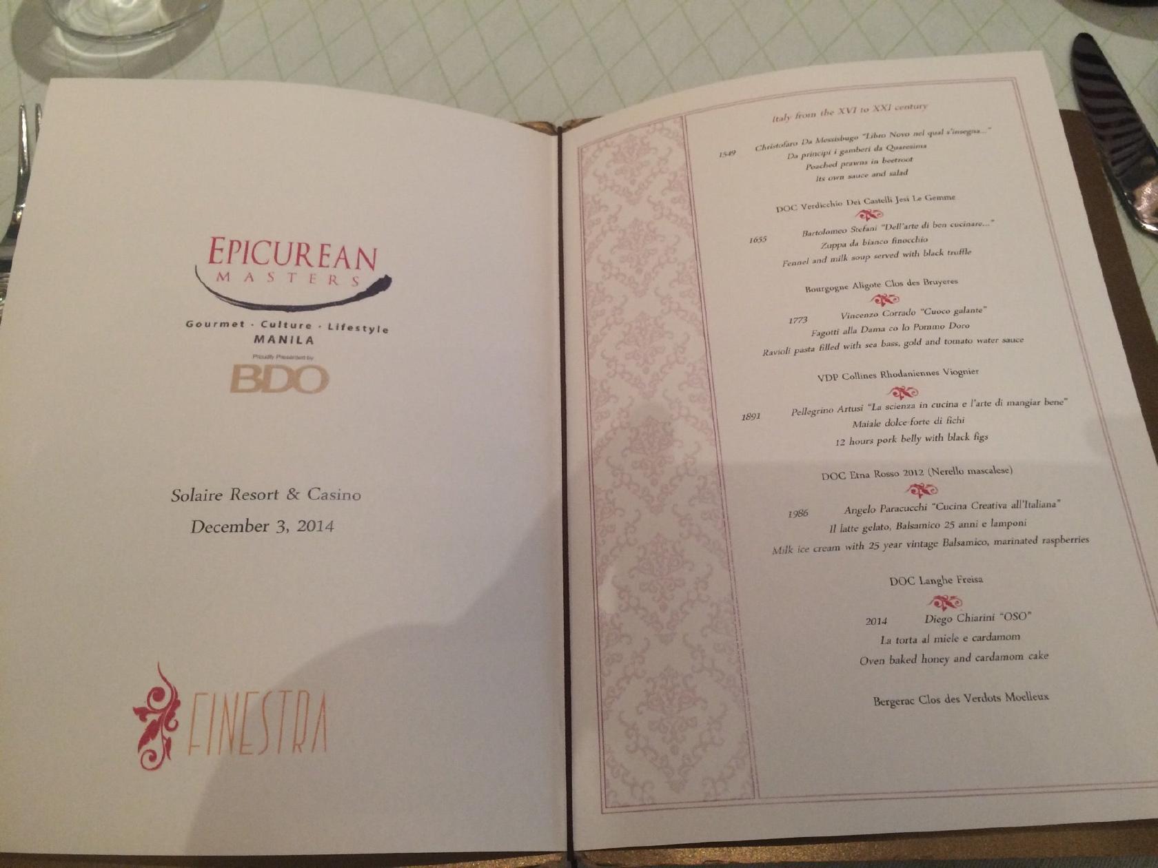 Menu at Finestra pizzeria, Parañaque, 1 Aseana Avenue