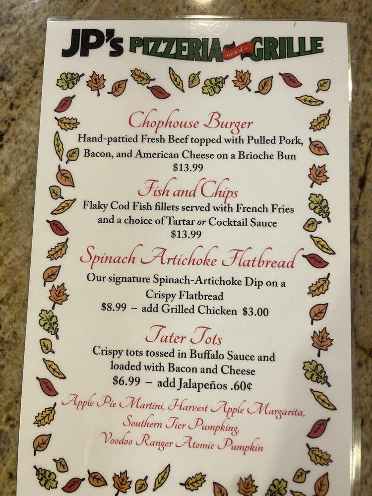 Menu at JP's Pizzeria & Grill, Calcutta
